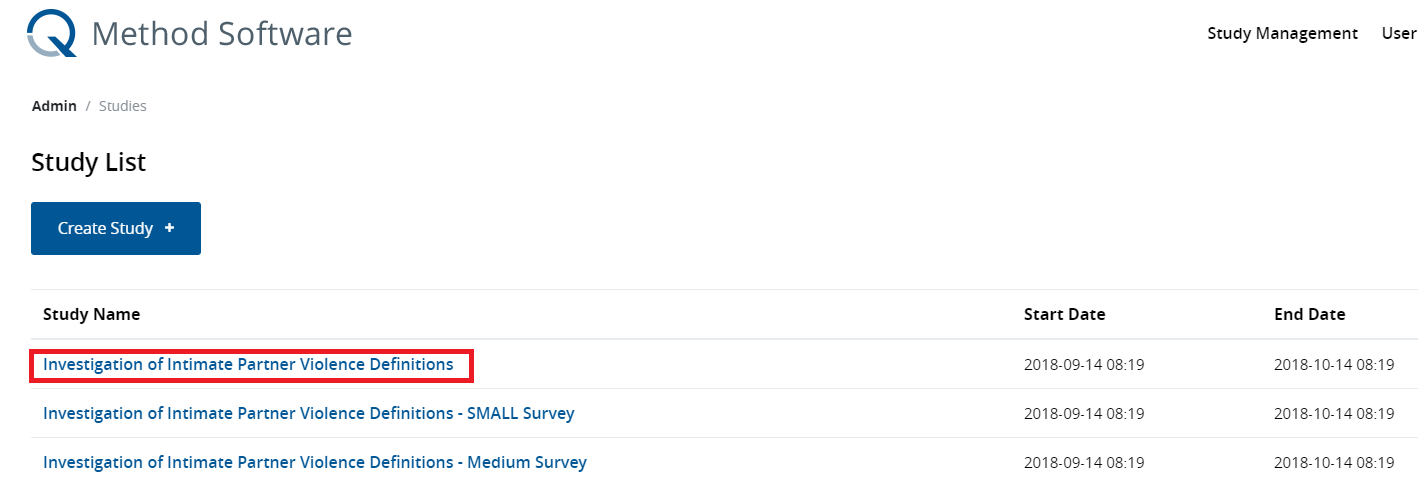 Study Dashboard | Q Method Software