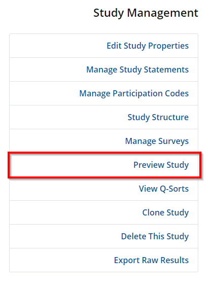 Previewing Your Study | Q Method Software